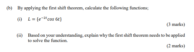 Solved (b) By applying the first shift theorem, calculate | Chegg.com