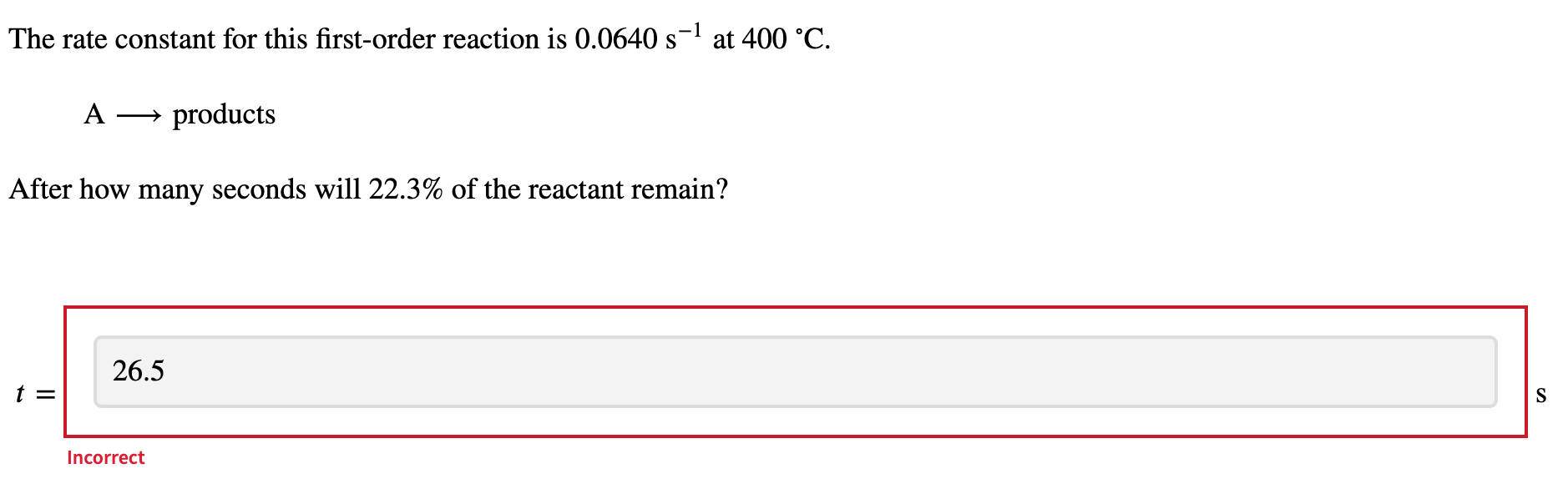 Solved The Rate Constant For This First Order Reaction Is