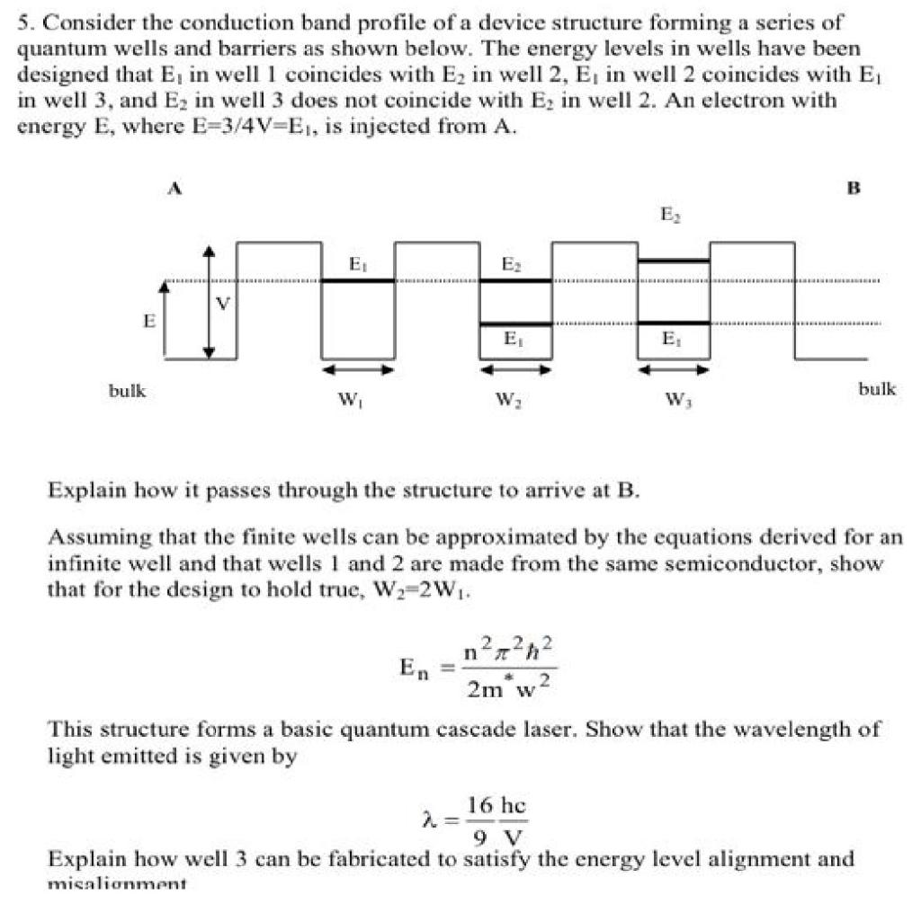 Solved 5. Consider the conduction band profile of a device | Chegg.com