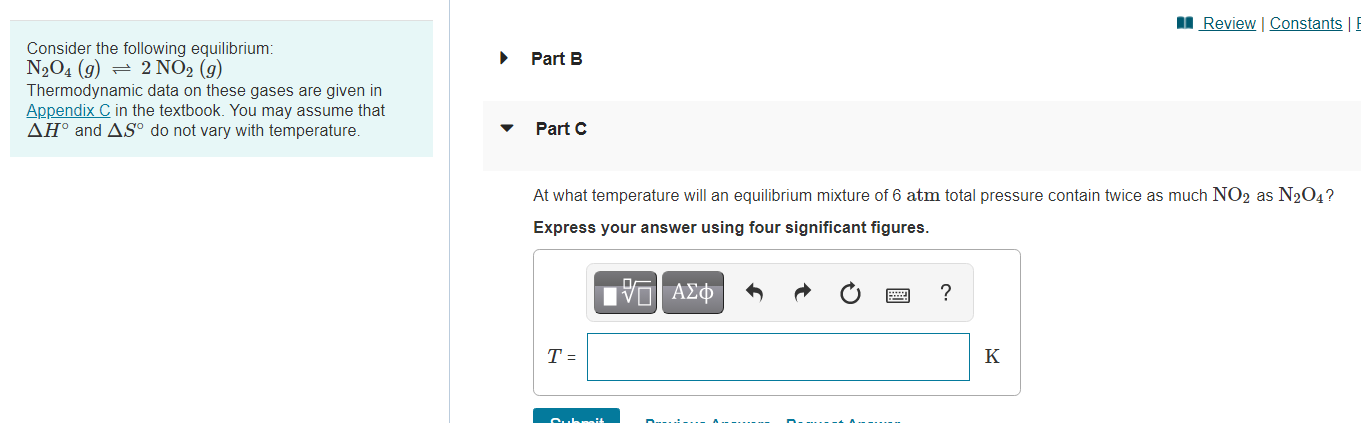 Review Constants Consider the following equilibrium: | Chegg.com