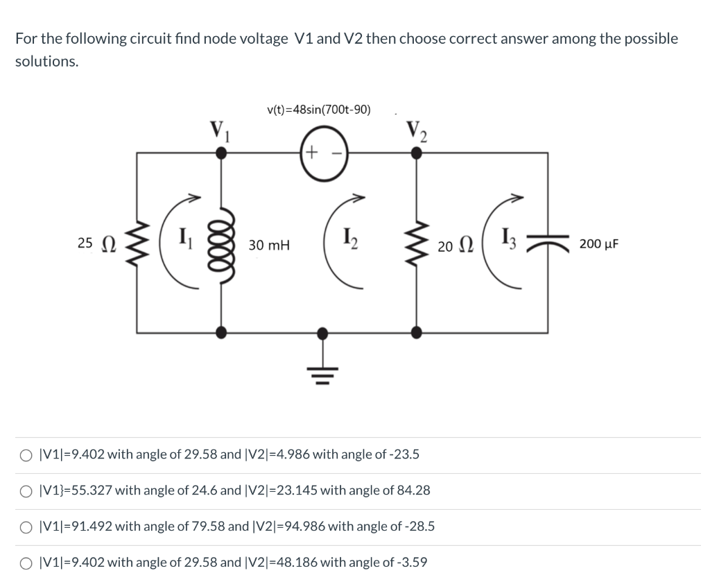 Solved For the following circuit find node voltage V1 and | Chegg.com