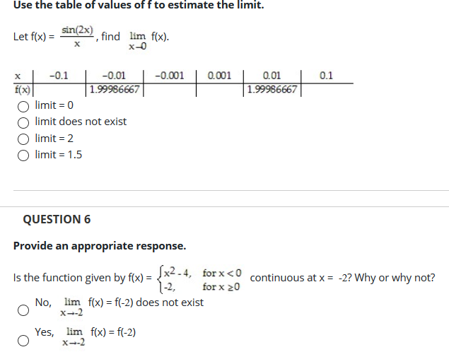 Solved Use the table of values off to estimate the limit. | Chegg.com