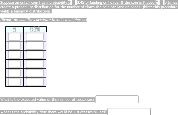 Solved Suppose an unfair coin has a probability p=0.42 of | Chegg.com