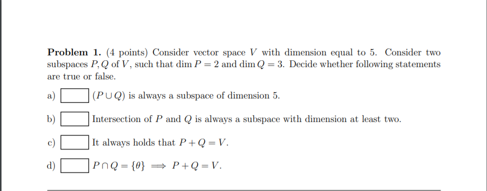 Solved Problem 1. (4 points) Consider vector space V with | Chegg.com