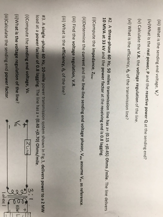 Solved (ii) What is the sending end voltage, V,? (iv)What is | Chegg.com