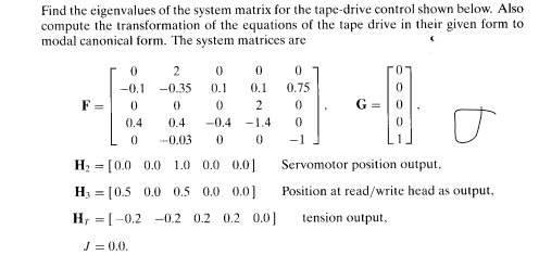 Solved Find the eigenvalues of the system matrix for the | Chegg.com