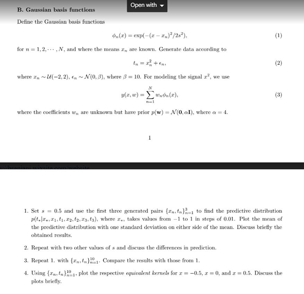 B. Gaussian basis functions Define the Gaussian basis | Chegg.com B. Gaussian basis functions Define the Gaussian basis | Chegg.com