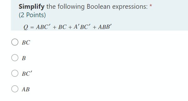 Solved Simplify the following Boolean expressions: * (2 | Chegg.com