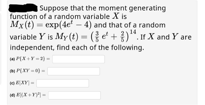 Solved Suppose that the moment generating function of a | Chegg.com
