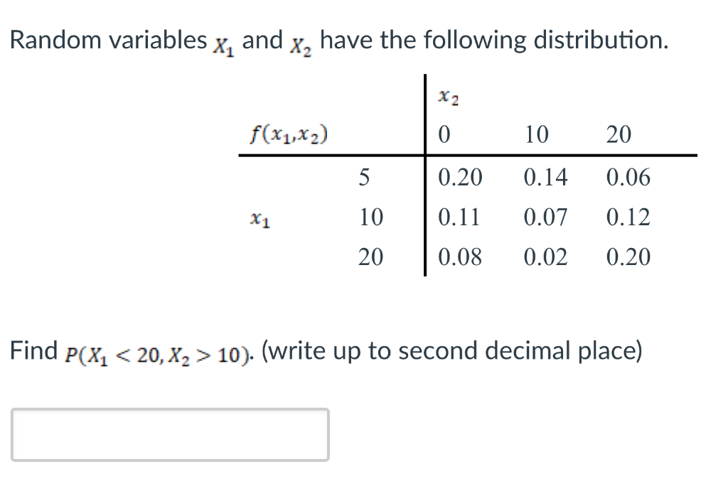 Solved Random variables x, and x, have the following | Chegg.com