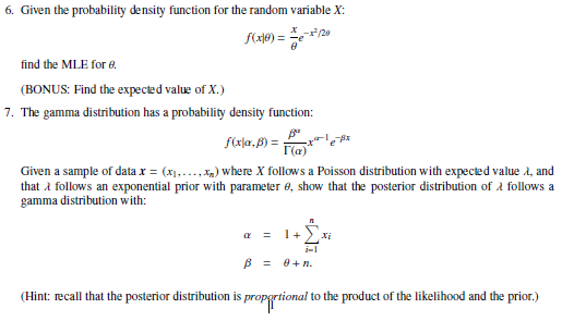 Solved 6. Given the probability density function for the | Chegg.com