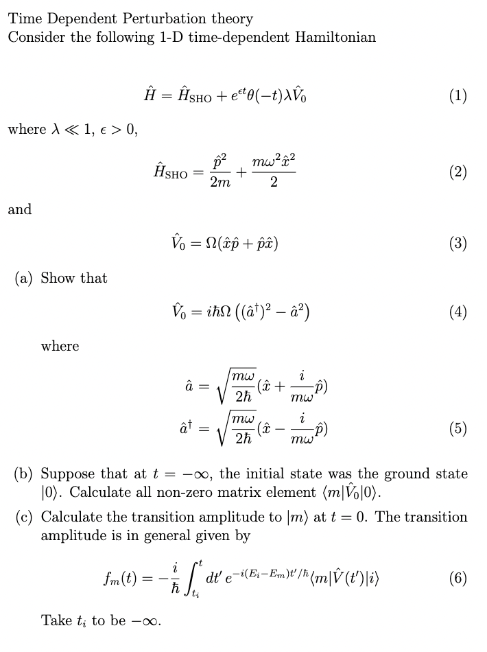 Time Dependent Perturbation theory Consider the | Chegg.com