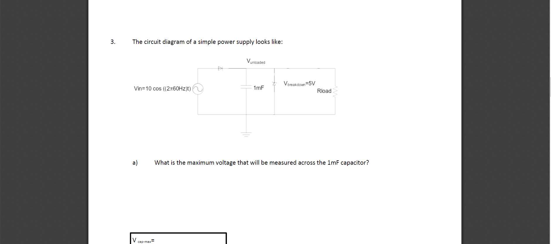 Solved B) Assume the load draws a constant 9mA. Find the | Chegg.com