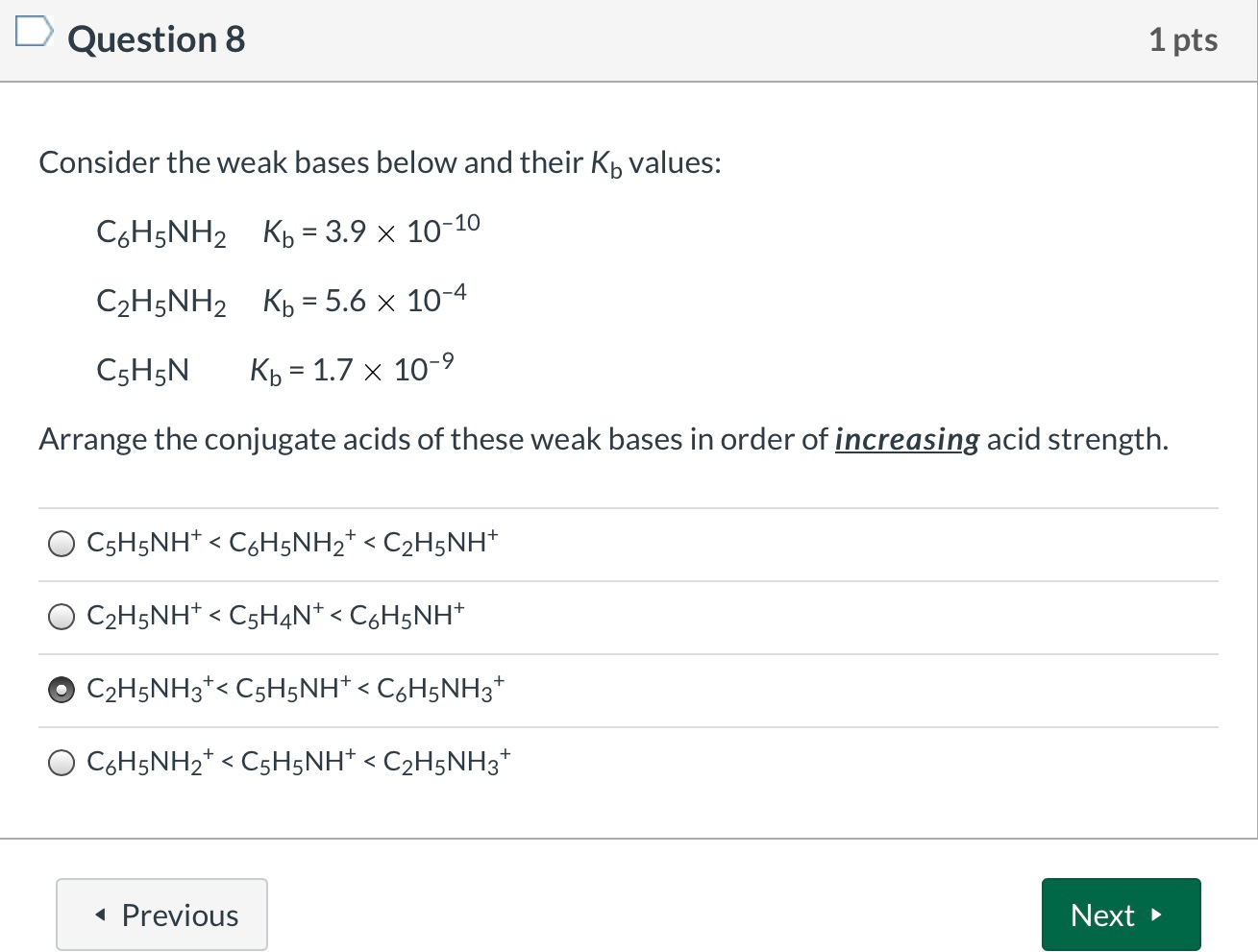 Solved Consider the weak bases below and their Kb | Chegg.com