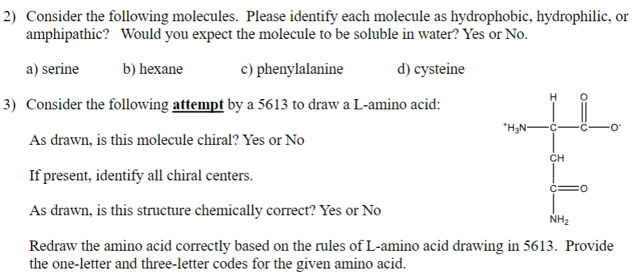 Solved Consider the following molecules. Please identify | Chegg.com