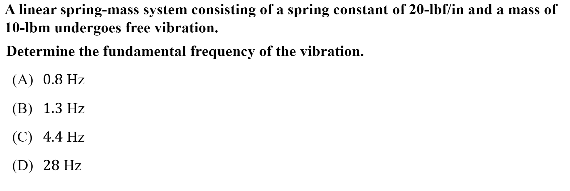 Solved A linear spring-mass system consisting of a spring | Chegg.com