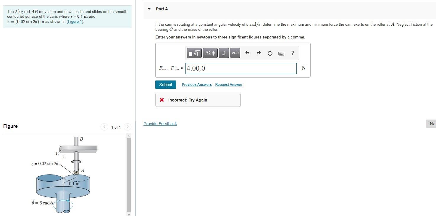 Solved Part A The 2-kg rod AB moves up and down as its end | Chegg.com