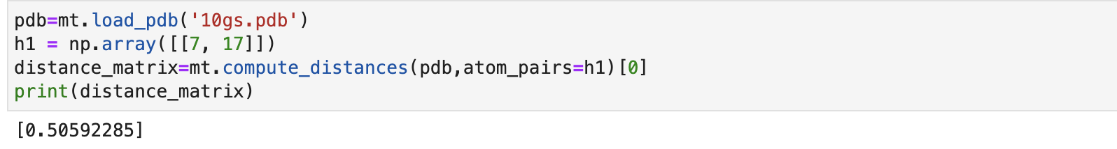 Solved I am using the Mdtraj compute distance in jupyter. | Chegg.com