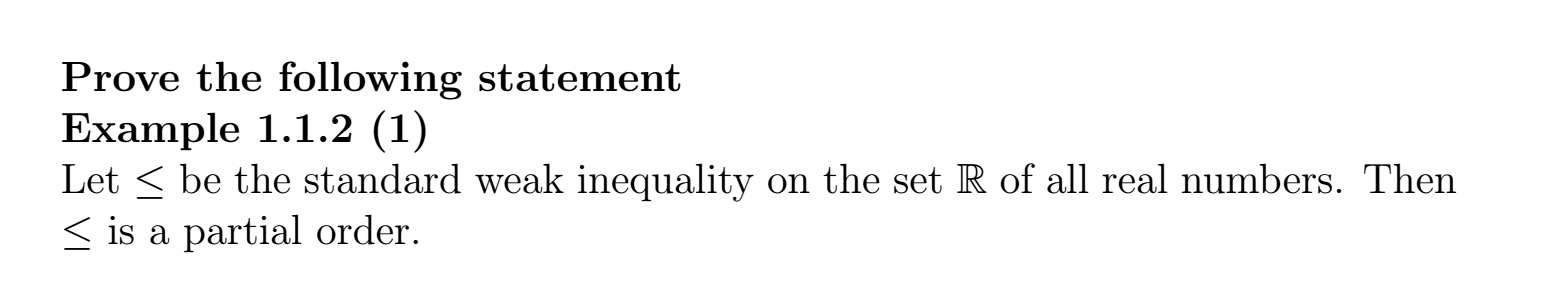 Solved Prove the following statement Example 1.1.2 (1) Let