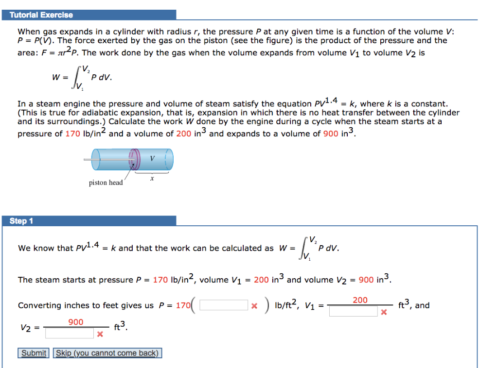 Solved Tutorial Exercise When gas expands in a cylinder with | Chegg.com