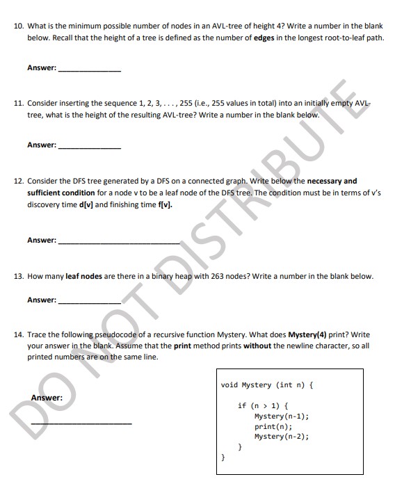 Solved 10. What is the minimum possible number of nodes in | Chegg.com