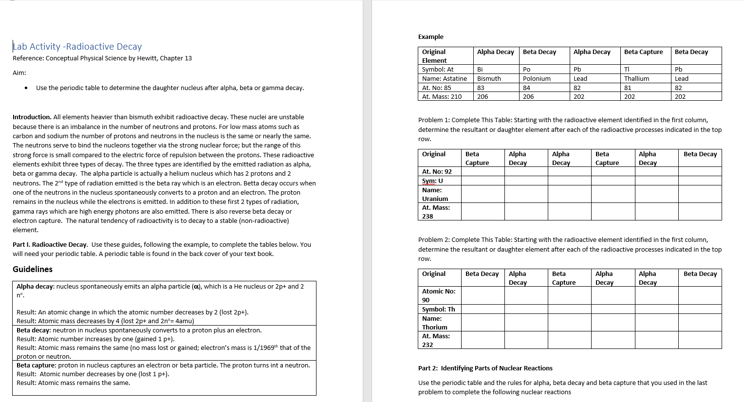 Solved Example Lab Activity - Radioactive Decay Reference: | Chegg.com