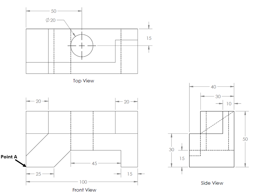 Orthographic Drawing With Dimension EXERCISE SIX THIRD ANGLE