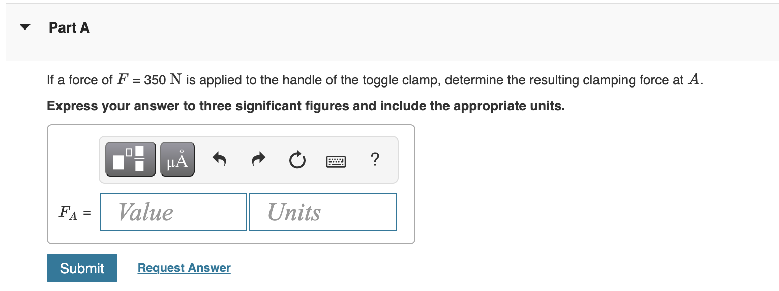 Solved If a force of F=350 N is applied to the handle of the | Chegg.com