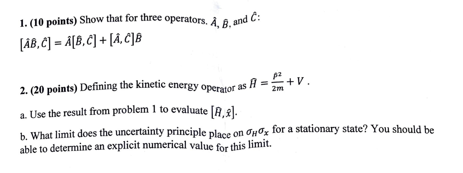 Solved 1. (10 points) Show that for three operators. A B. | Chegg.com