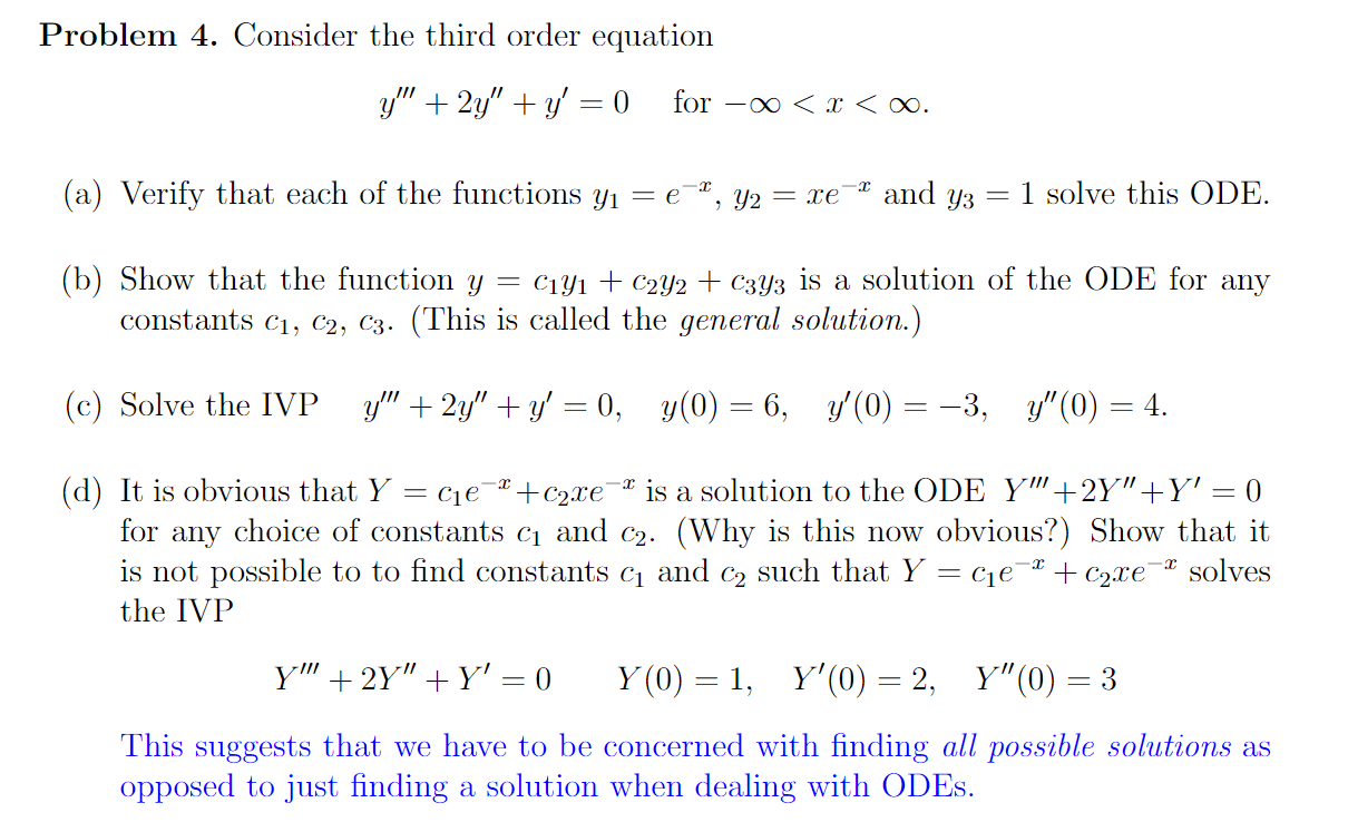 Solved Problem 4. Consider the third order equation | Chegg.com