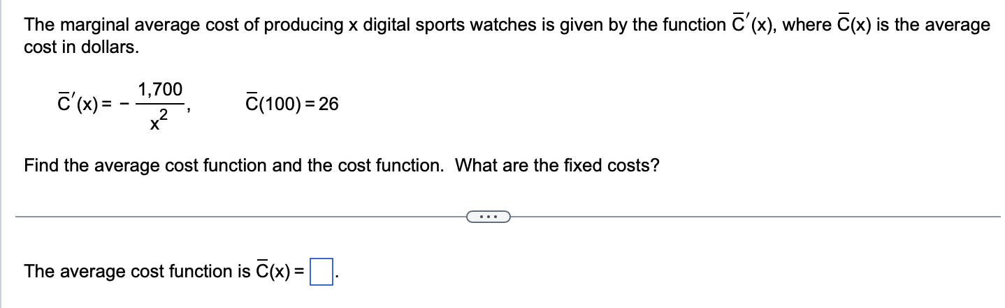 Solved The marginal average cost of producing x digital | Chegg.com