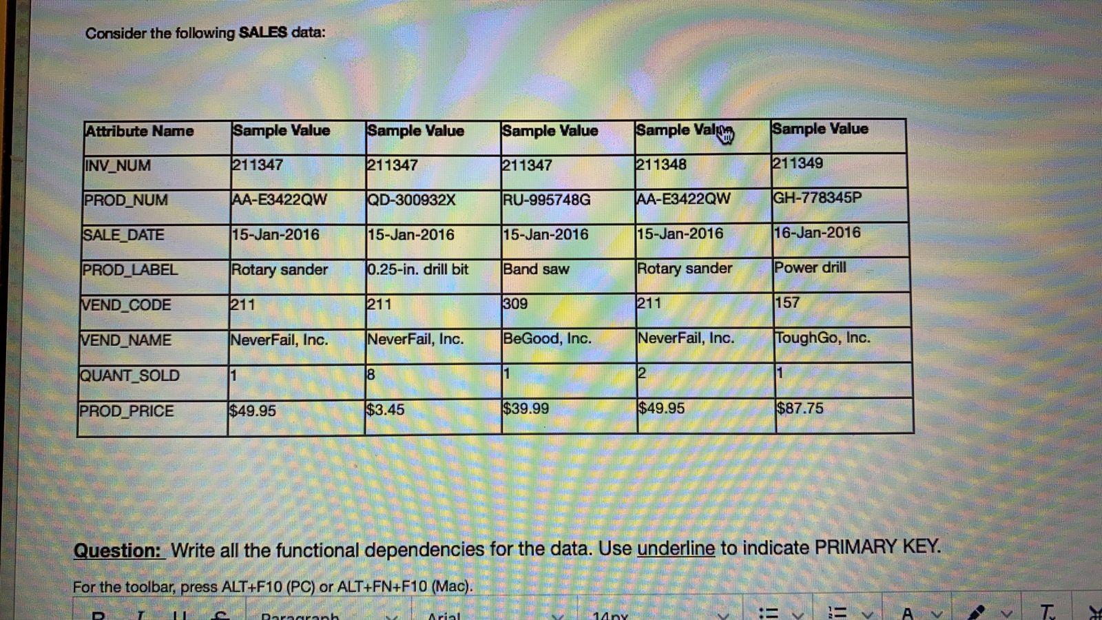 Solved Consider the following SALES data: Attribute Name | Chegg.com