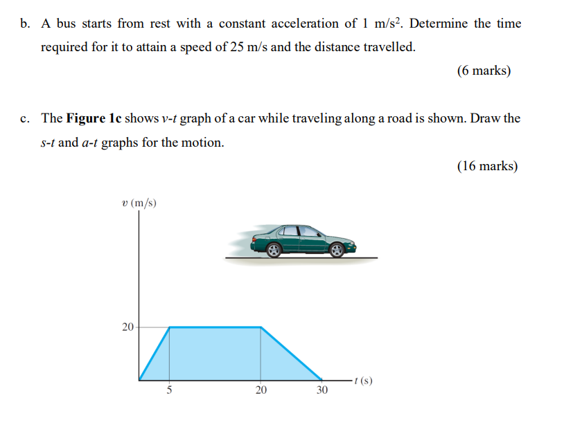 Solved b. A bus starts from rest with a constant | Chegg.com