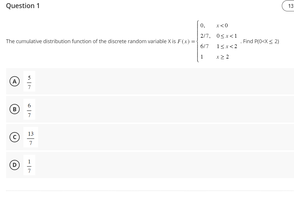 Solved The cumulative distribution function of the discrete | Chegg.com