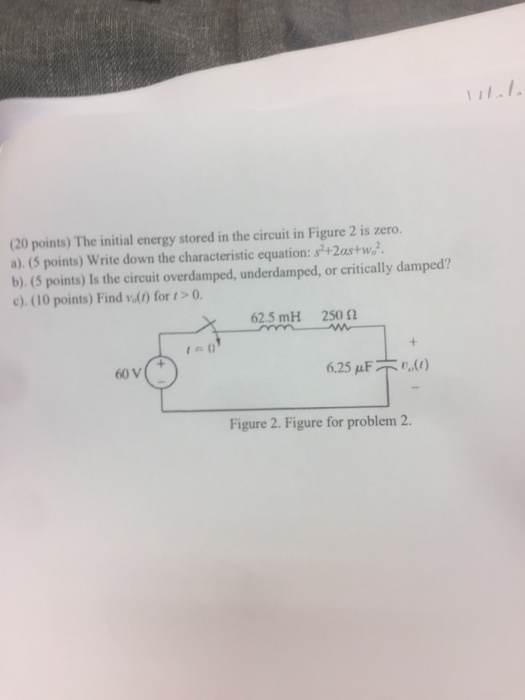 Solved The initial energy stored in the circuit in Figure 2 | Chegg.com