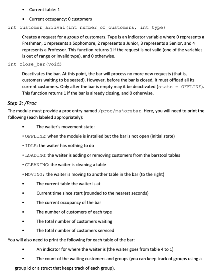 Solved Part 3: Barstool Scheduler Your task is to implement | Chegg.com