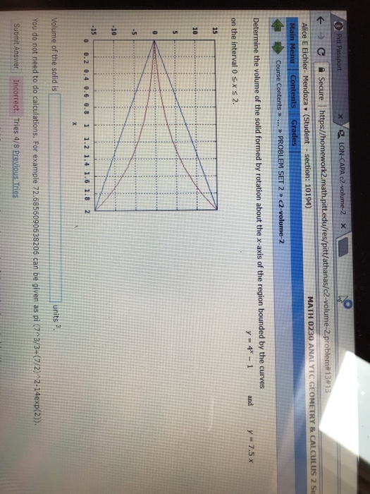 Solved LON-CAPA c2-volume-2 × Pitt at C2 Alice E , (Student | Chegg.com
