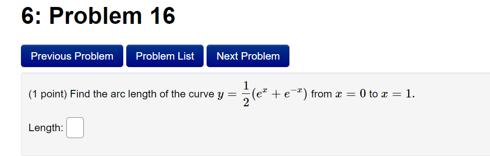 Solved (1 point) Find the arc length of the curve | Chegg.com