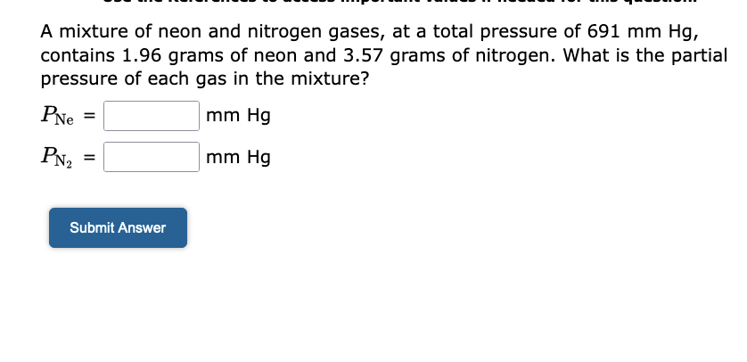 Solved A mixture of neon and nitrogen gases, at a total | Chegg.com