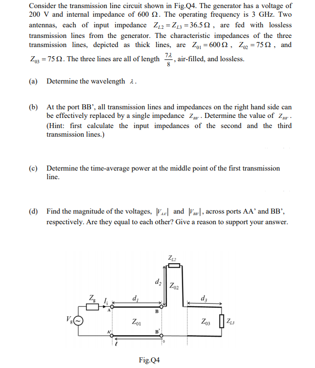 Solved Consider the transmission line circuit shown in Fig. | Chegg.com