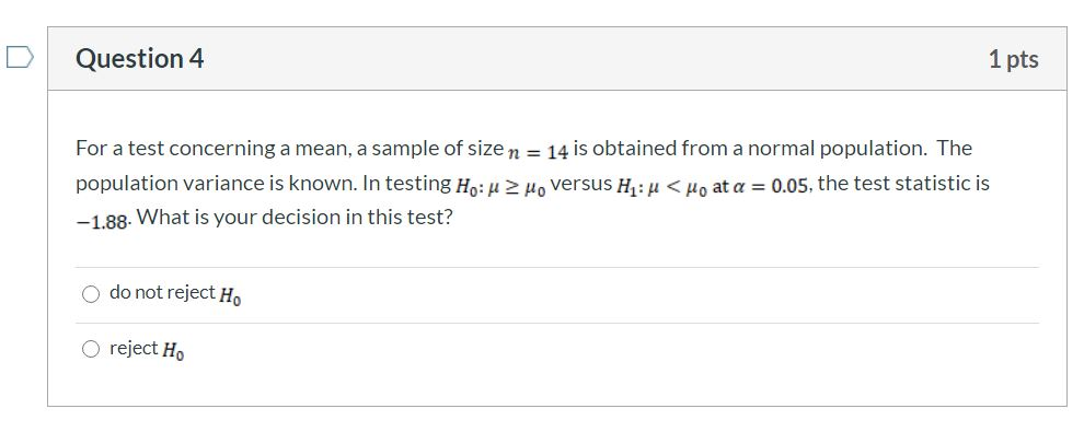 Solved For a test concerning a mean, a sample of size | Chegg.com