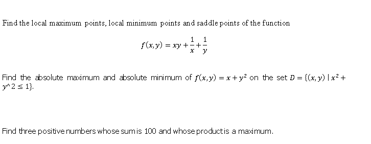 Solved Find the local maximum points, local minimum points | Chegg.com