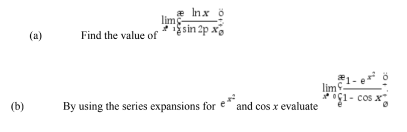 Solved æ In x lims Find the value of ? If sin 2p xo (a) | Chegg.com