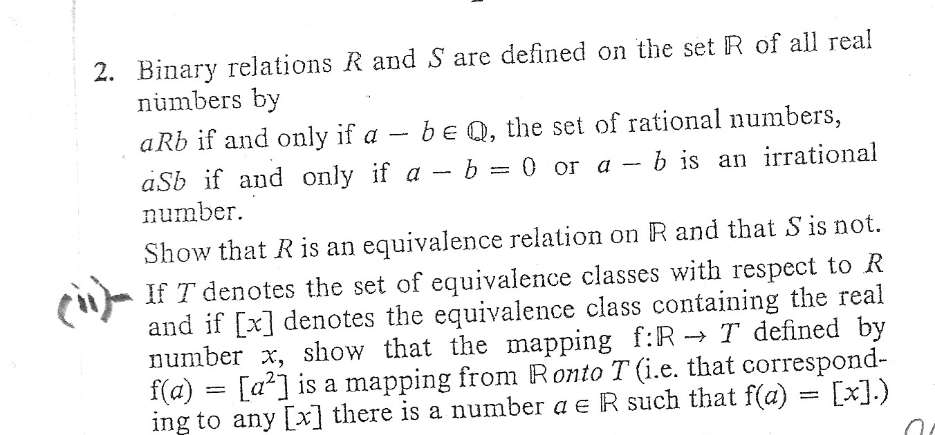 Solved 2. Binary relations Rand S are defined on the set R | Chegg.com