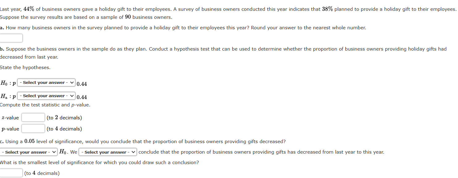 Solved For the drop down options here are the choices: | Chegg.com