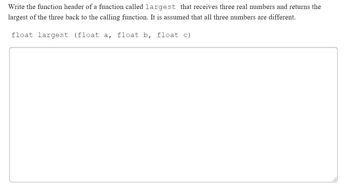 Solved Write The Function Header Of A Function Called