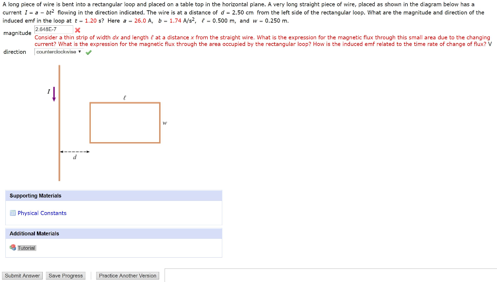 Solved A long piece of wire is bent into a rectangular loop | Chegg.com