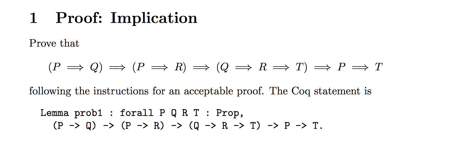 Solved 1 Proof: Implication Prove that (P Q) (P R) (Q R = → | Chegg.com