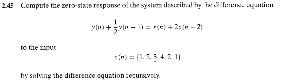 Solved 2.45 ﻿Compute the zero-state response of ﻿the system | Chegg.com