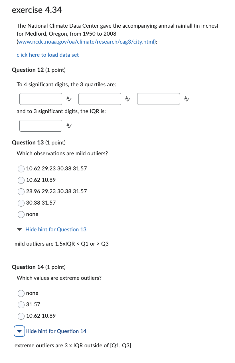 Solved The National Climate Data Center gave the | Chegg.com